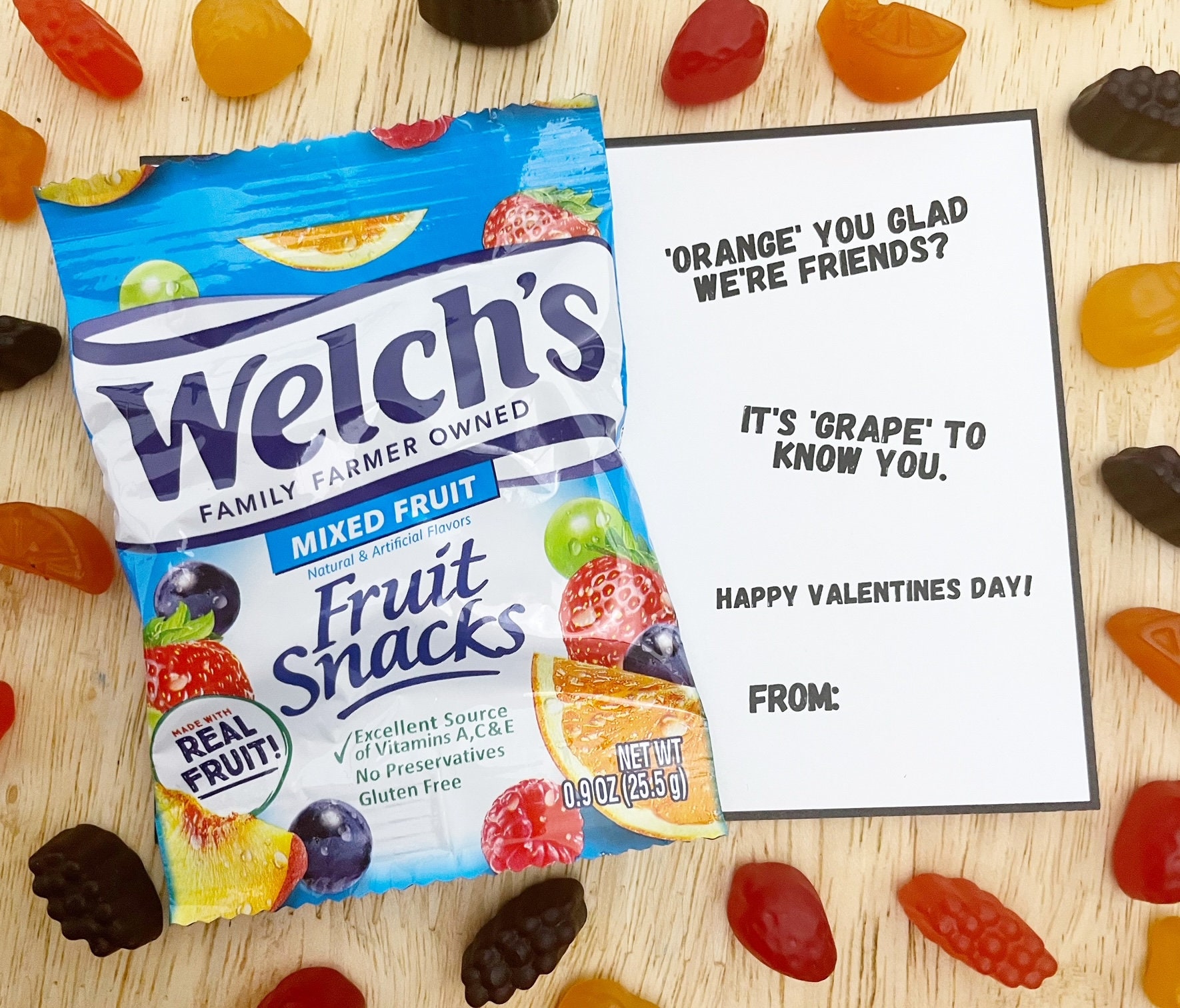 Fruit Snacks Funny Valentine Cards for Kids Valentine - Etsy
