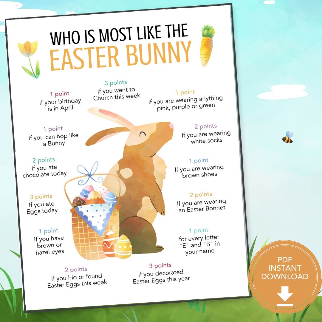 Bunny Name Easter Game, Fun Easter Printable Game for Kids Family ...