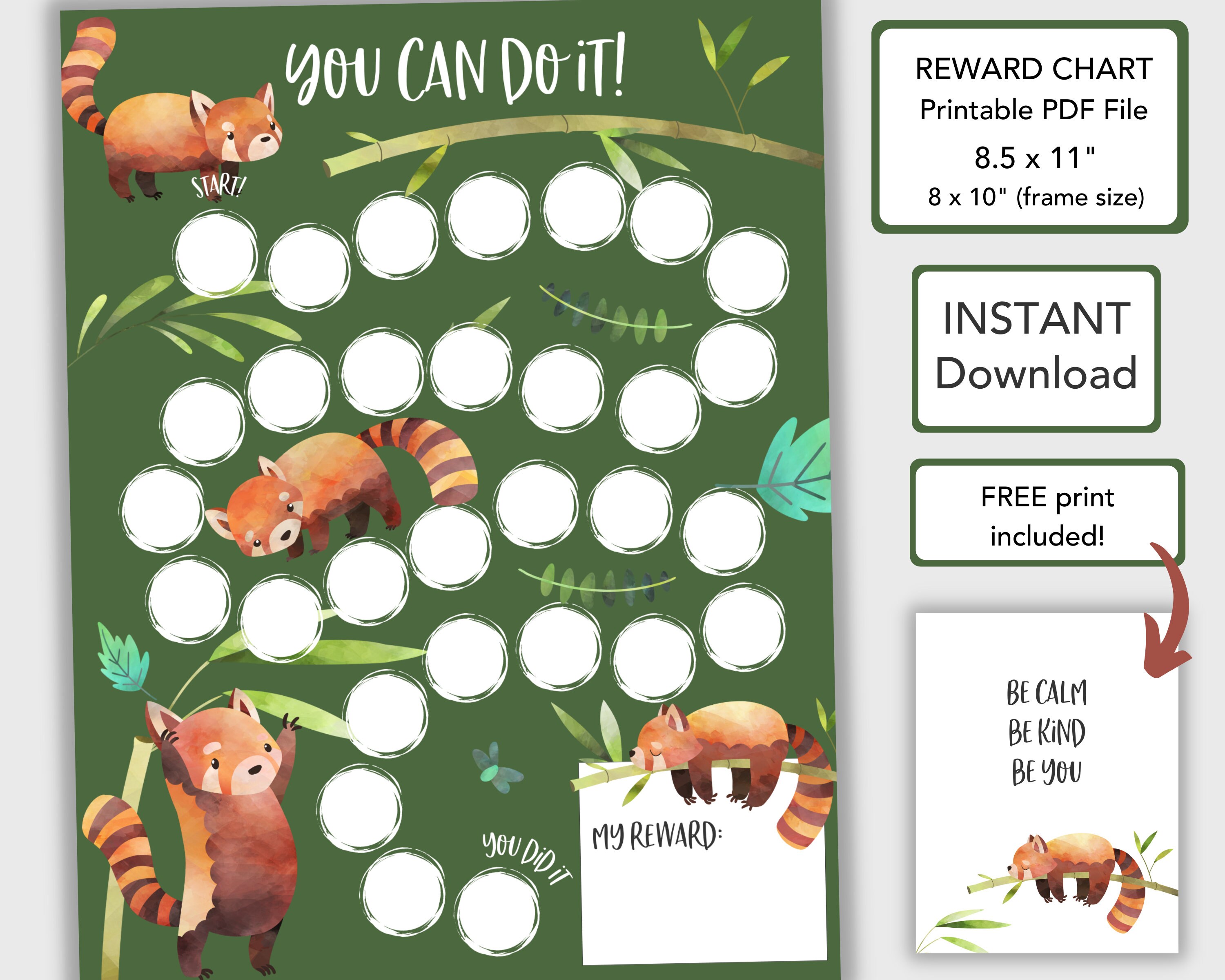 Red Panda Reward Chart for Kids Behavior Chart Printable - Etsy