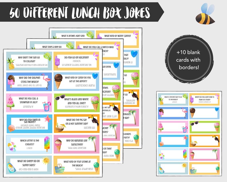 Printable Lunch Box Jokes for Kids Lunch Box Notes Funny | Etsy
