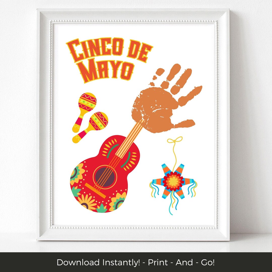 Guitar Cinco De Mayo Handprint Art Printable - Cinco De Mayo Handprint ...