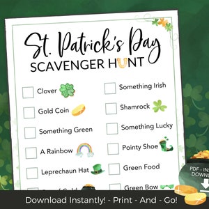 St Patricks Day Game Scavenger Hunt Activity St Paddys Day - Etsy
