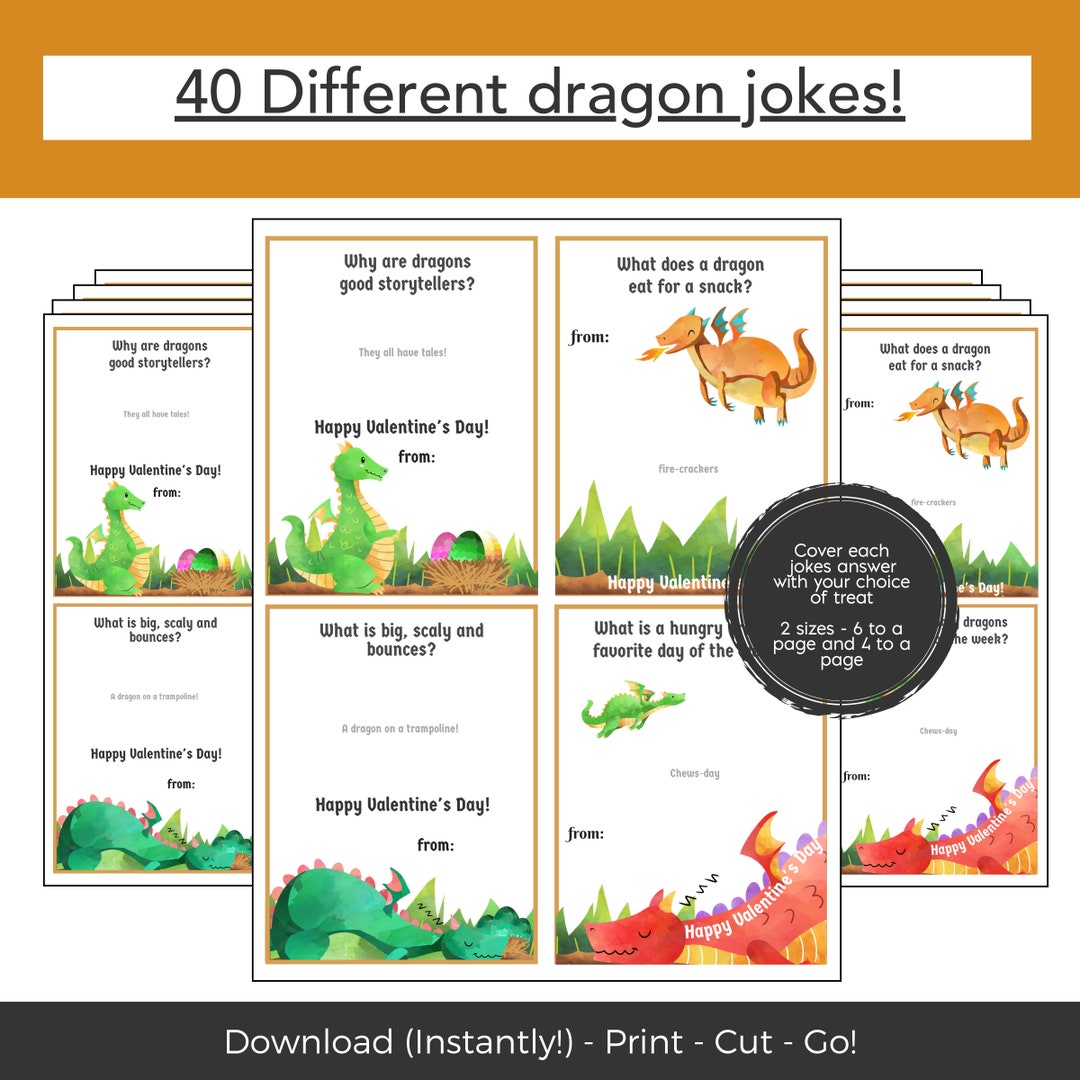 Dragon Valentine Card Instant Download, Printable Valentine Card for ...