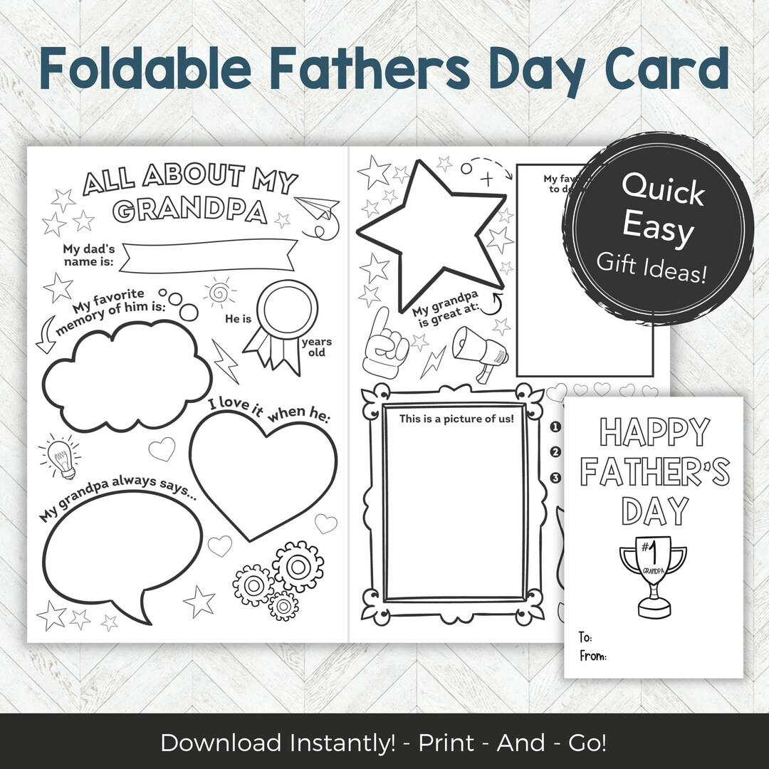 Printable Fathers Day Card, All About My Grandpa Gift From Grandkids ...