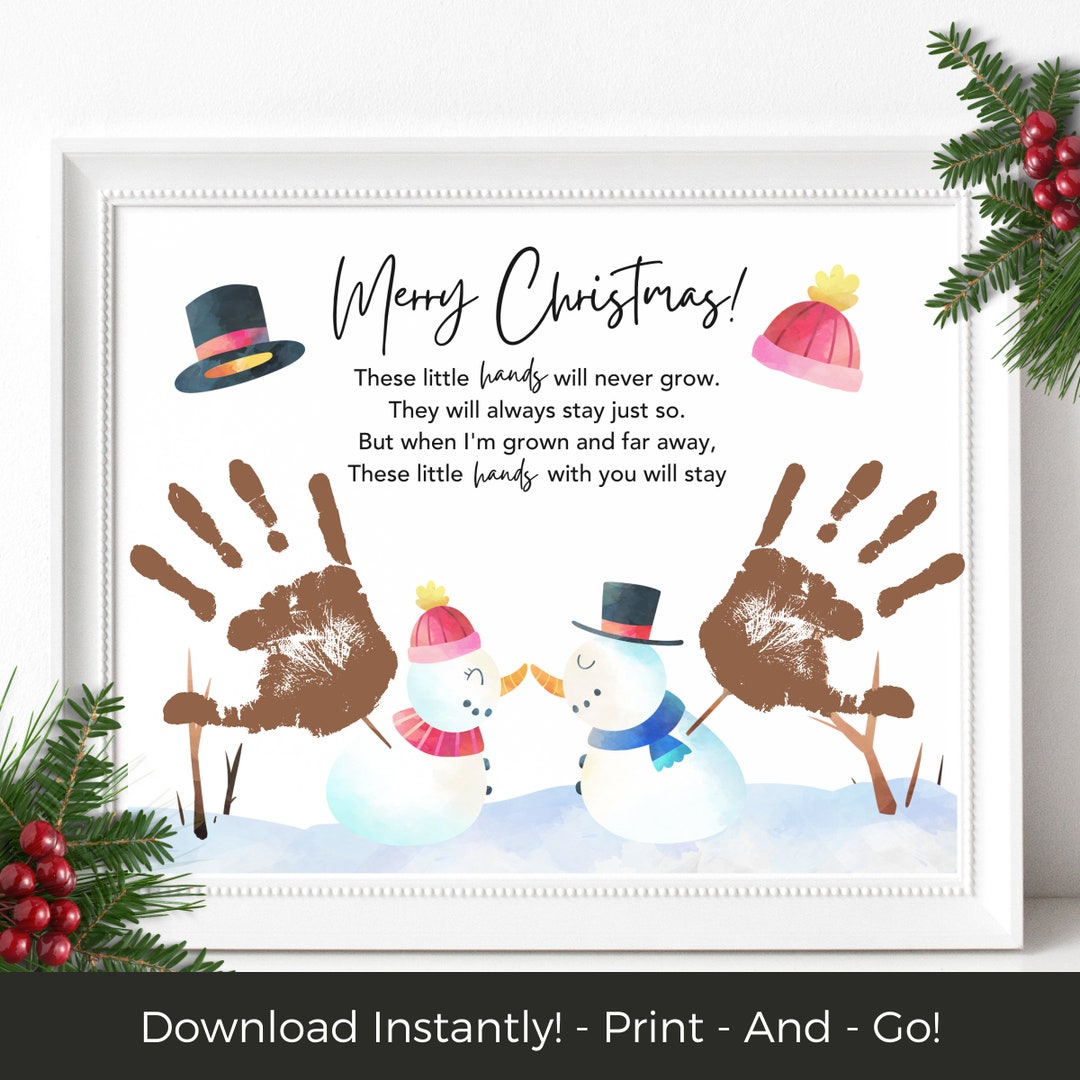 Snowman Handprint Christmas Craft DIY, Baby's First Christmas, Toddler ...