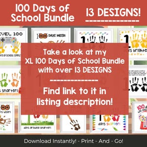 100 Days Poem Handprint Art Printable, 100 Days of School Activity ...