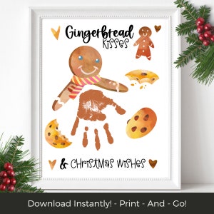 Gingerbread Man Christmas Handprint Craft, Class Activity Handprint Art ...