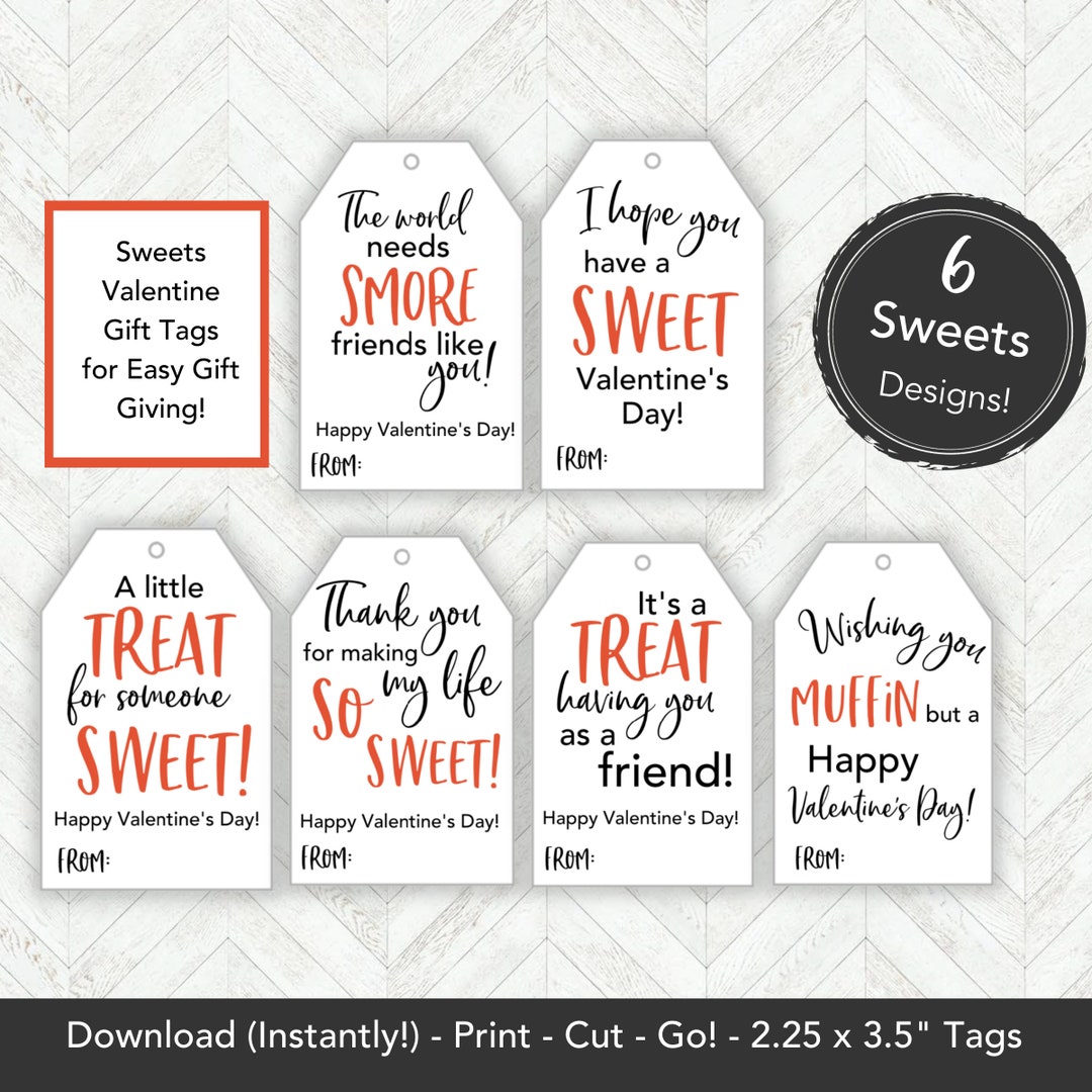 Sweets and Smores Valentine Gift Tag, Printable Classroom Valentine ...