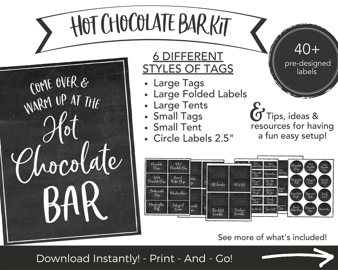 Instant Download Hot Chocolate Bar Kit Hot Cocoa Bar Sign for - Etsy