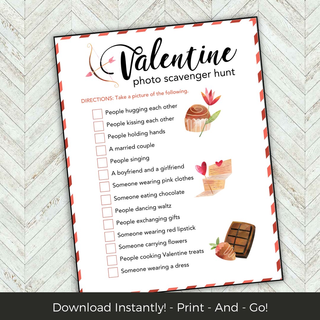 Valentines Scavenger Hunt, Valentine Printable Kids Activity, Fun ...