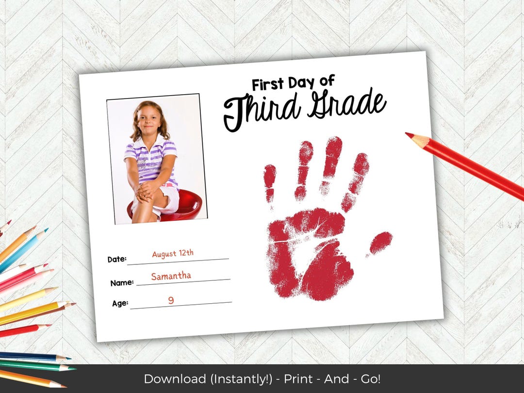 First Day of Third Grade Handprint Craft Back to School Activity ...