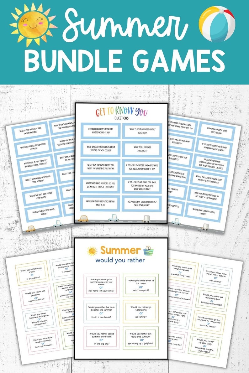 Summer Would You Rather Game for Kids, Printable Kids Activity ...