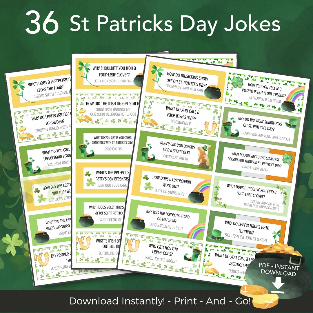 St Patrick's Day Jokes for Kids, Printable St Patricks Lunchbox Notes ...