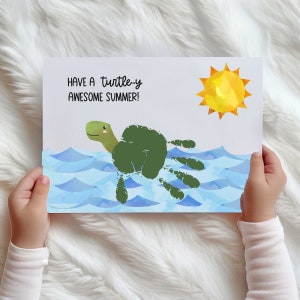 Handprint Turtle Craft, Printable Summer Handprint Art, End of School ...
