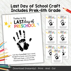 Last Day of School Activities, Printable School Handprint Art Craft ...