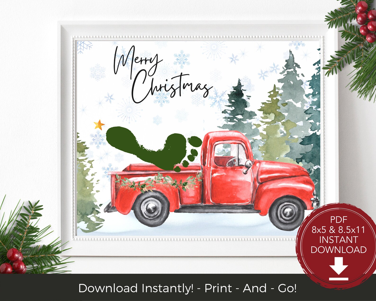 Truck Handprint Christmas Craft DIY Baby's First | Etsy