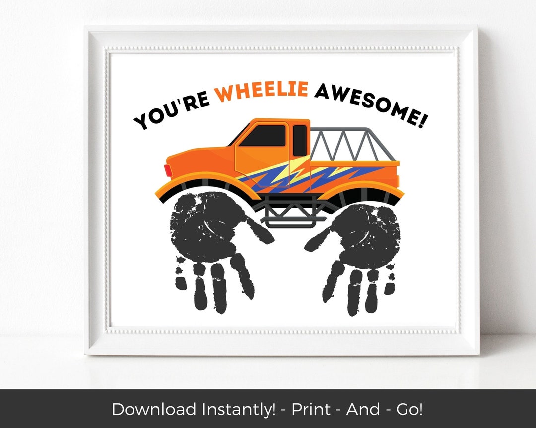 Truck Handprint Craft, Kids or Toddler Handprint Art, Grandparent Gift ...