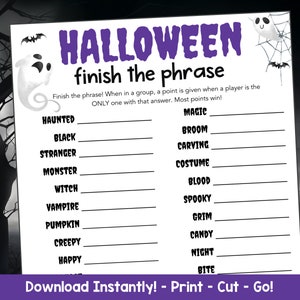 Halloween Finish the Phrase Game Halloween Printable Games - Etsy