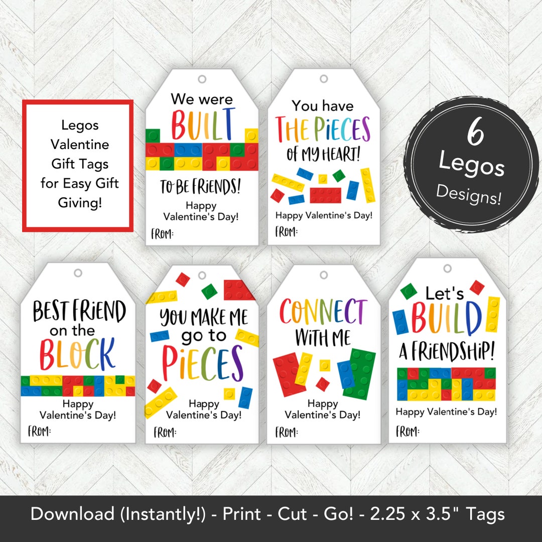 Building Blocks Valentine Gift Tag, Printable Classroom Valentine Card ...