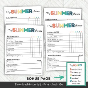 2024 Summer Calendar, Summer Planner Bundle, Kids Chore Chart, Summer ...