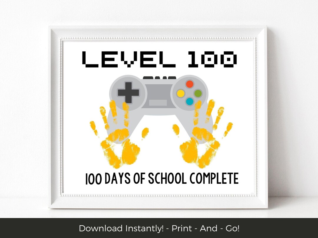 Level 100 Days Handprint Art Printable, 100 Days of School Activity ...