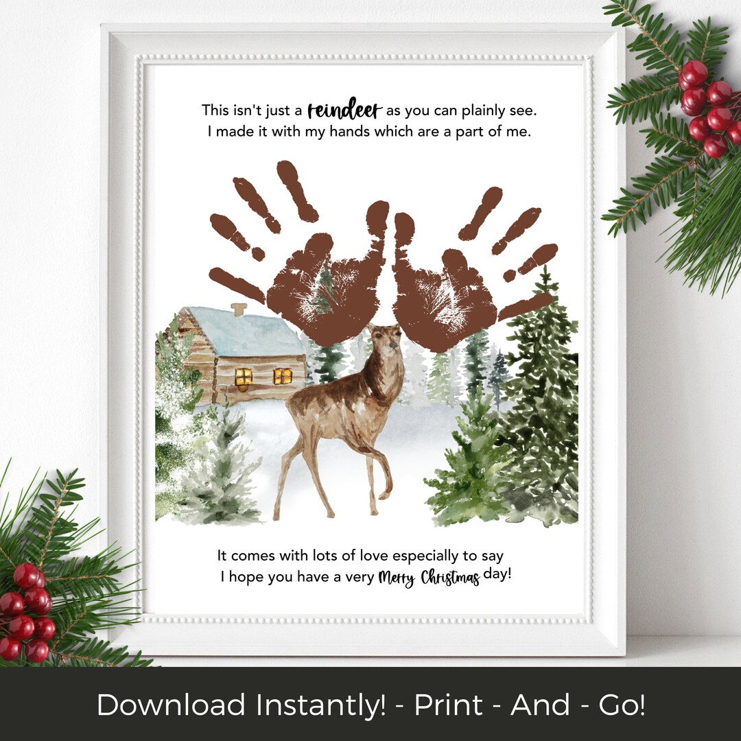 Reindeer Handprint Kids Christmas Craft, Baby's First Christmas ...