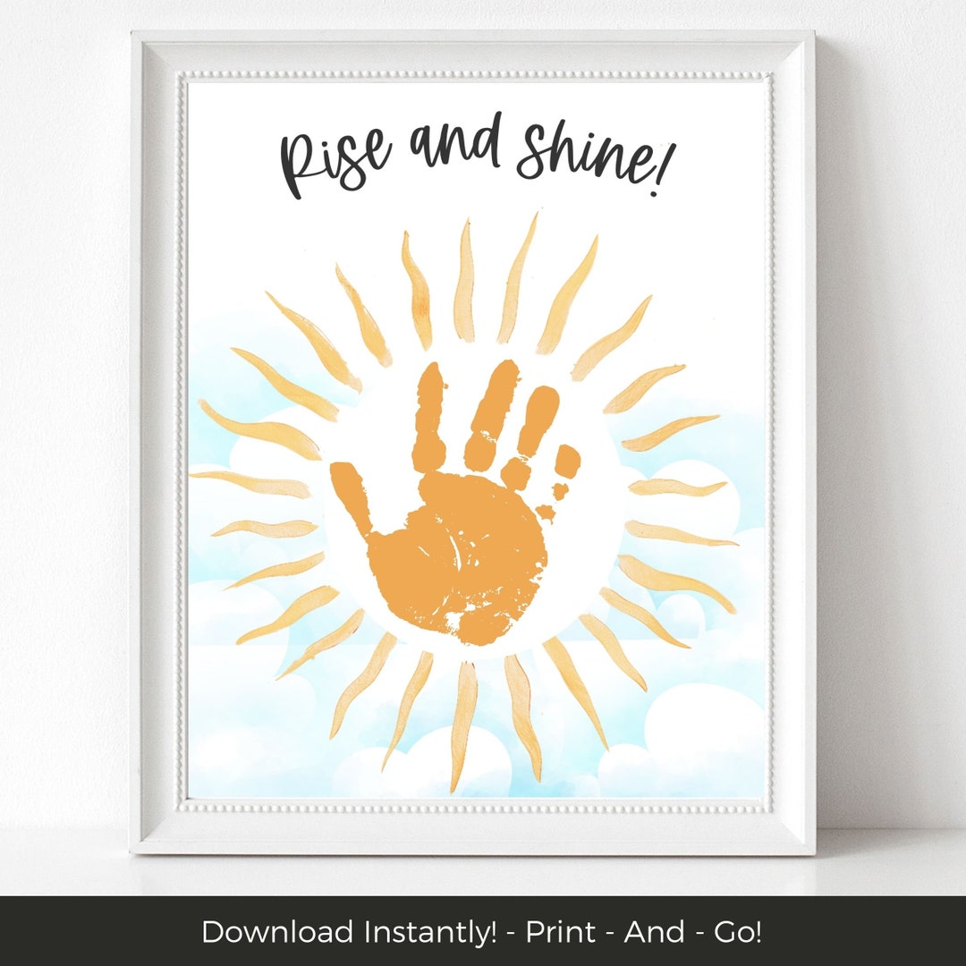 Rise and Shine Sun Handprint Activity, Preschool or Toddler Handprint ...