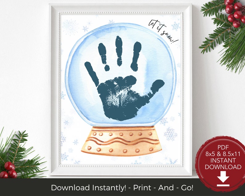 Snow Globe Handprint Christmas Craft DIY Baby's First - Etsy