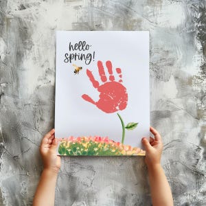 Hello Spring Flower Handprint Activity, Preschool or Toddler Handprint ...