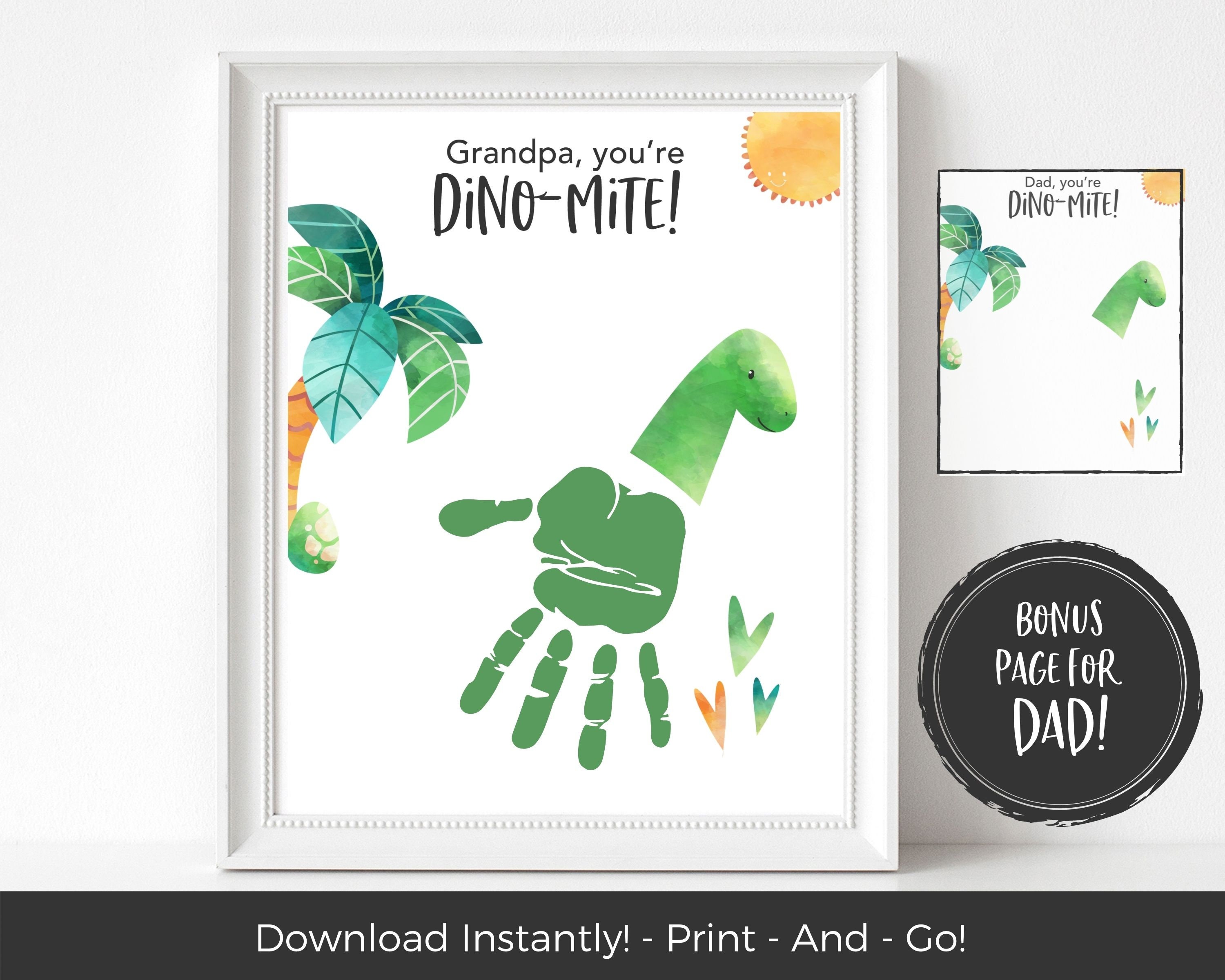 Kids Handprint Art Dinosaur Printable Fathers Day Card From - Etsy Canada