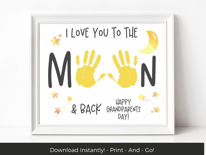 Grandparents Day Handprint Craft Printable, Love You to the Moon and ...
