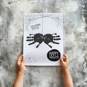 Spider Halloween Handprint Craft, DIY Craft for Kids Art, Halloween ...