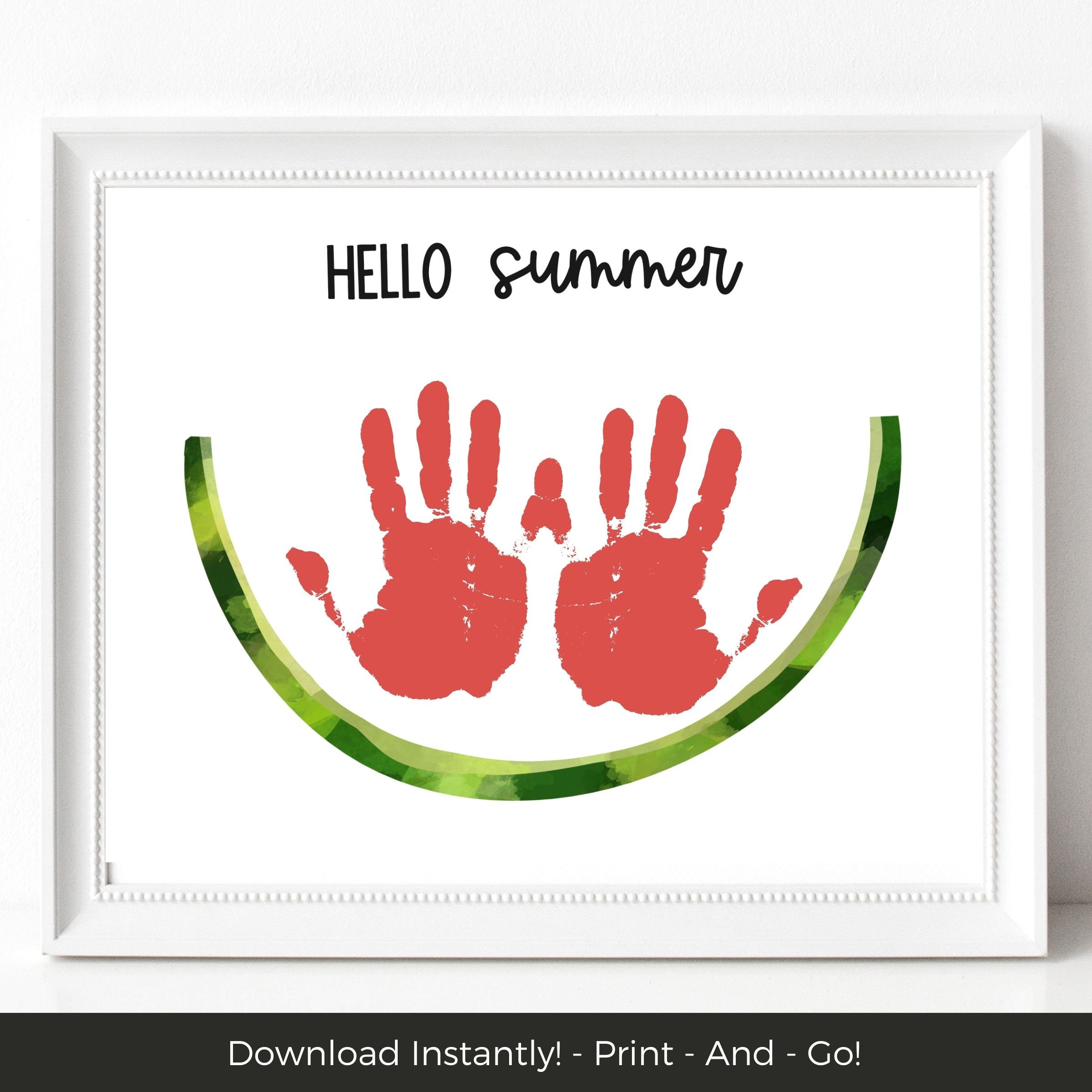 Hello Summer Watermelon Handprint Art, Handprint Craft, Printable ...