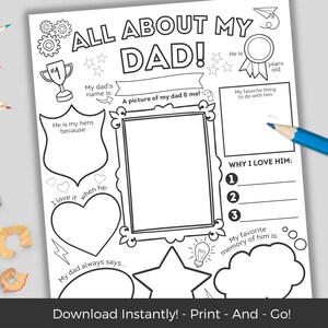 Printable All About My Dad Questions Template Dad Father Day - Etsy