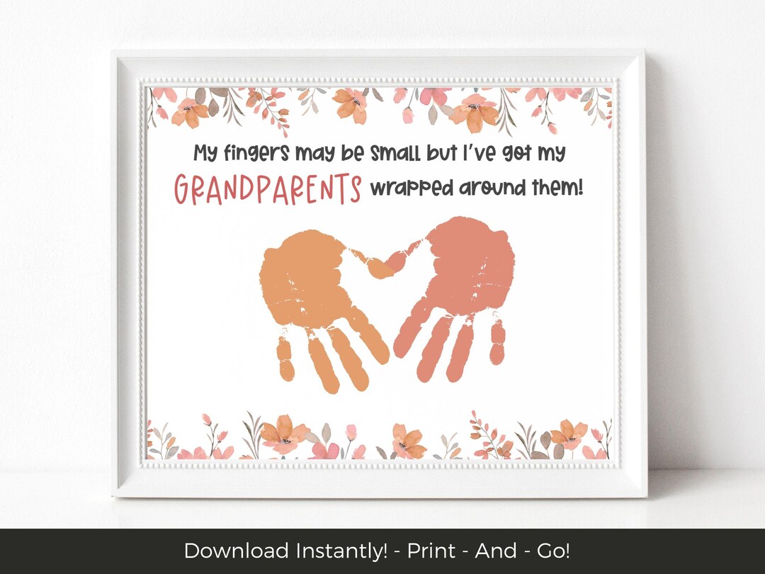 Grandparents Day Handprint Craft Printable, Gift for Grandma Grandpa ...