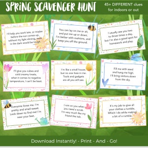 Spring Scavenger Hunt for Kids, Printable Nature Treasure Hunt, Indoor ...