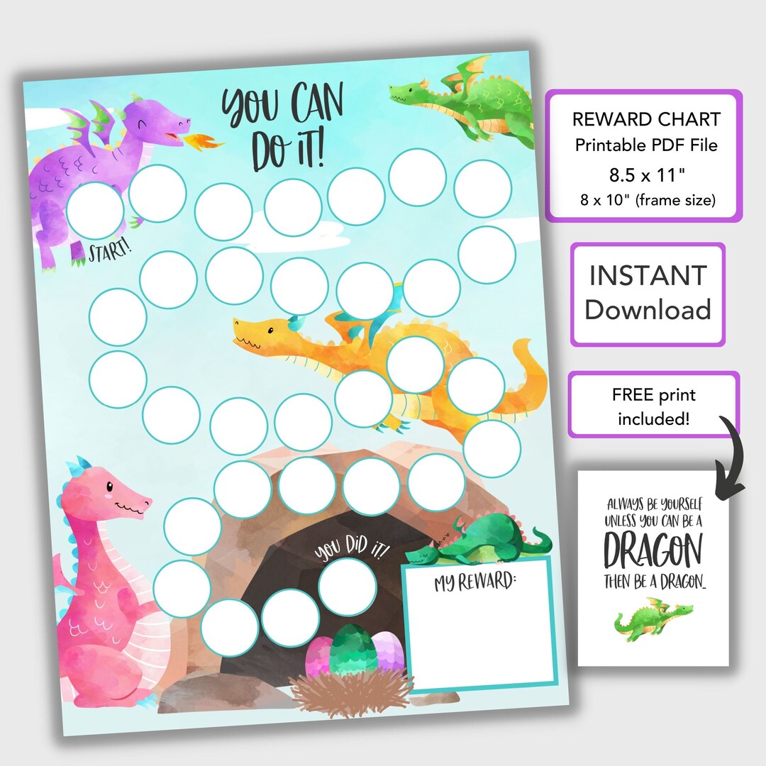 Dragon Reward Chart for Kids Behavior Chart Printable, Chore Chart ...