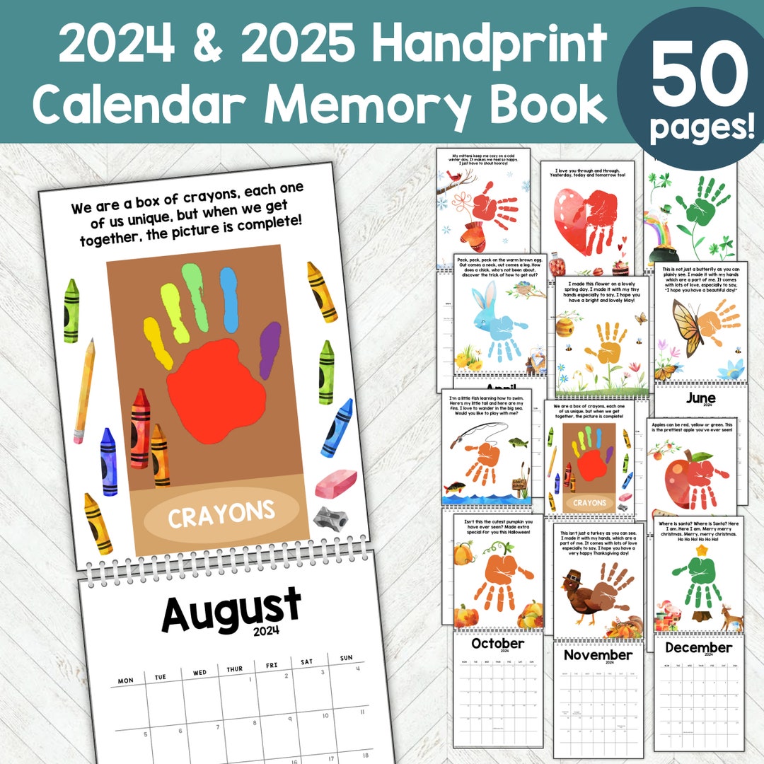Handprint Calendar 2024 2025, Preschool Handprint Art Printable, 1st ...