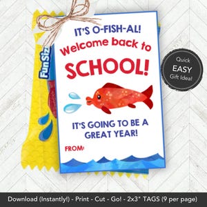 Fish Fruit Snacks Treat Gift Tag, Back to School Gift Tag, Meet the ...