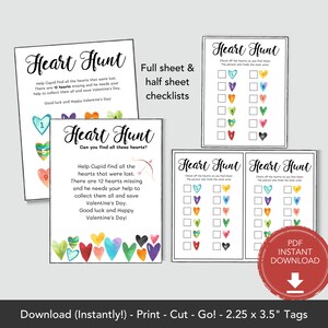 Valentines Scavenger Hunt for Kids, Printable Treasure Hunt, Heart Hunt ...