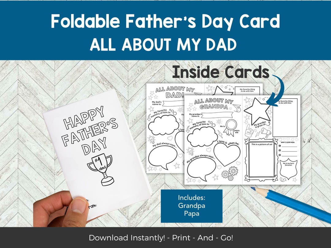 Printable Fathers Day Card, All About My Grandpa Gift From Grandkids ...
