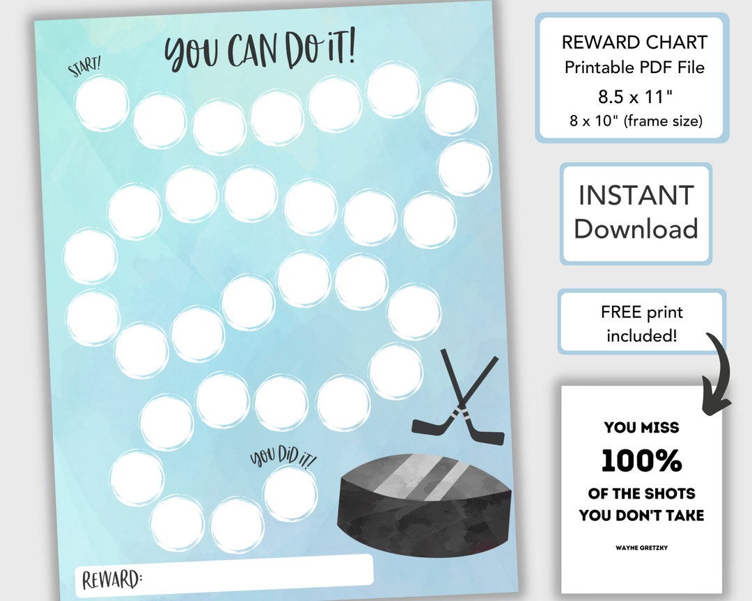 Hockey Reward Chart for Kids Behavior Chart Printable Chore - Etsy