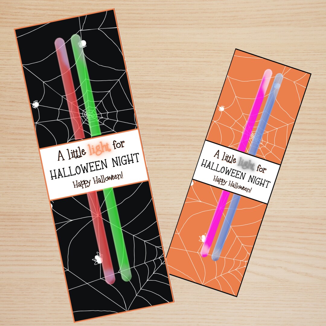 Halloween Gift Glow Stick, Halloween Printable Bags Tag Download ...