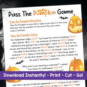 Pass the Pumpkin Game Halloween Printable, Left Right Game East ...