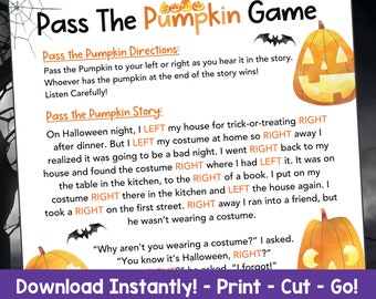 Left Right Game Halloween Printable Pass the Pumpkin Game - Etsy