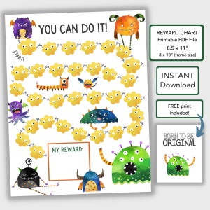 Monster Reward Chart for Kids Behavior Chart Printable, Chore Chart ...