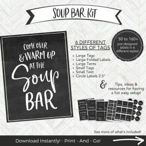 Soup Bar Kit, Soup Bar Sign for Christmas, Wedding, Birthday, Baby ...