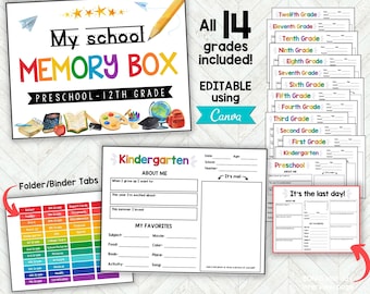 Kids Keepsake Journal, EDITABLE School Memory Book, Back to School ...