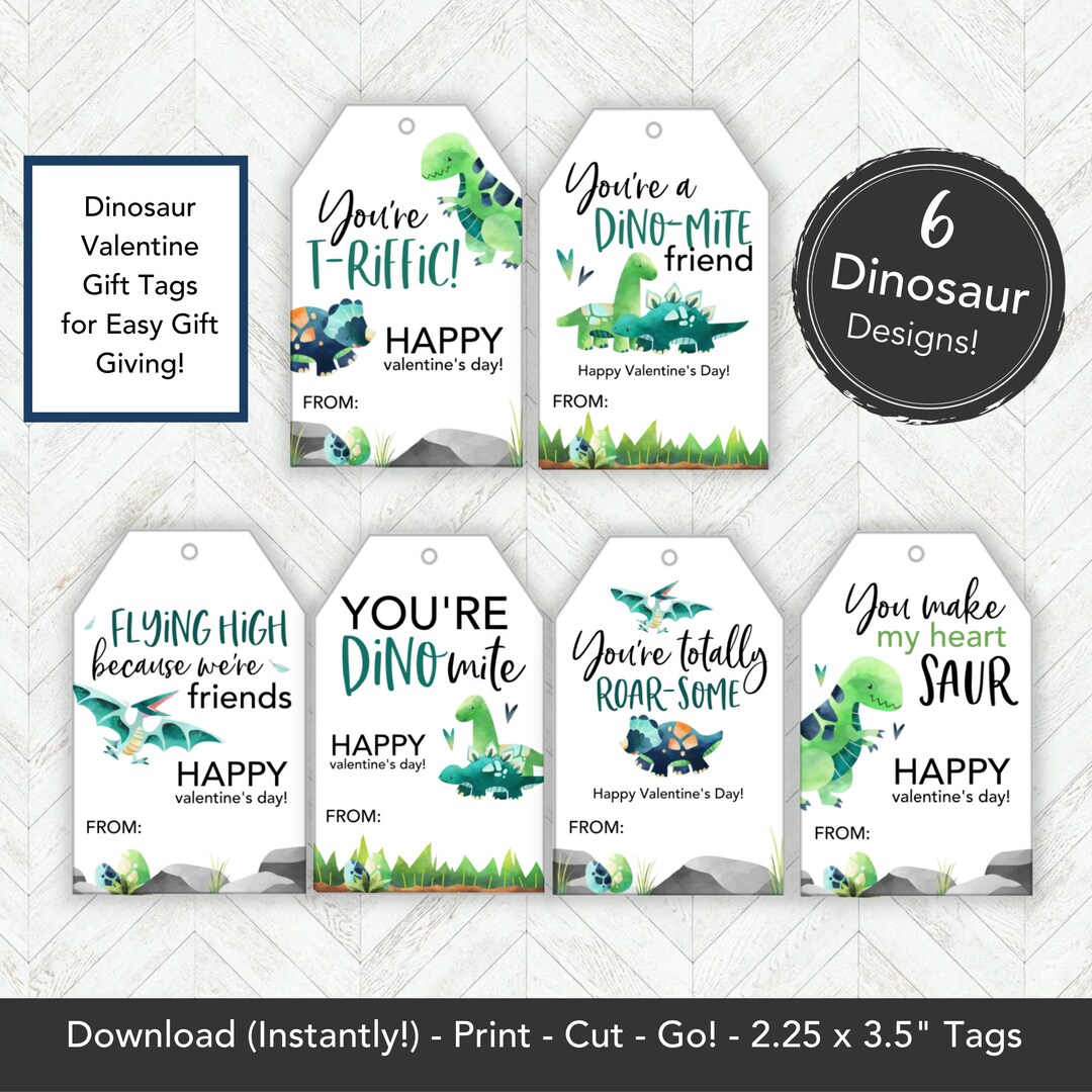 Dinosaur Valentine Cards for Kids, Dinosaur Valentines Day Cards for ...