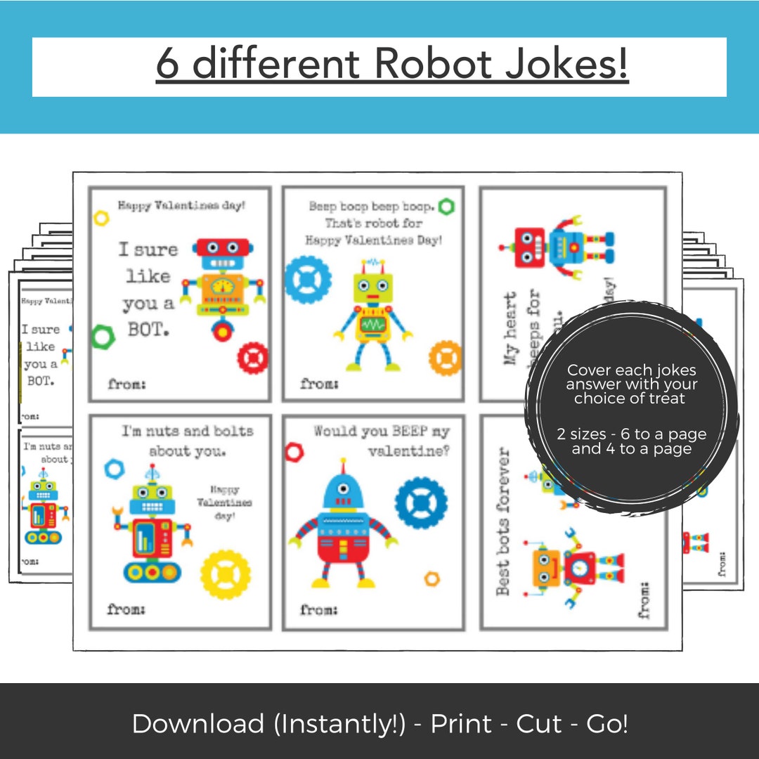 Robot Valentines Printable - Robot Valentines Day Card - Instant ...